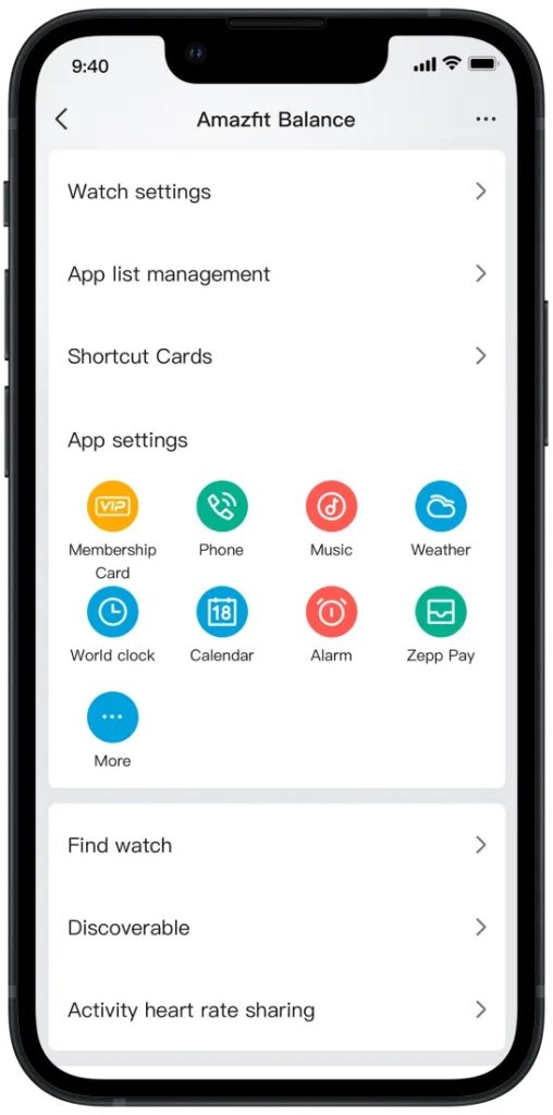 Curve banking app on Amazfit